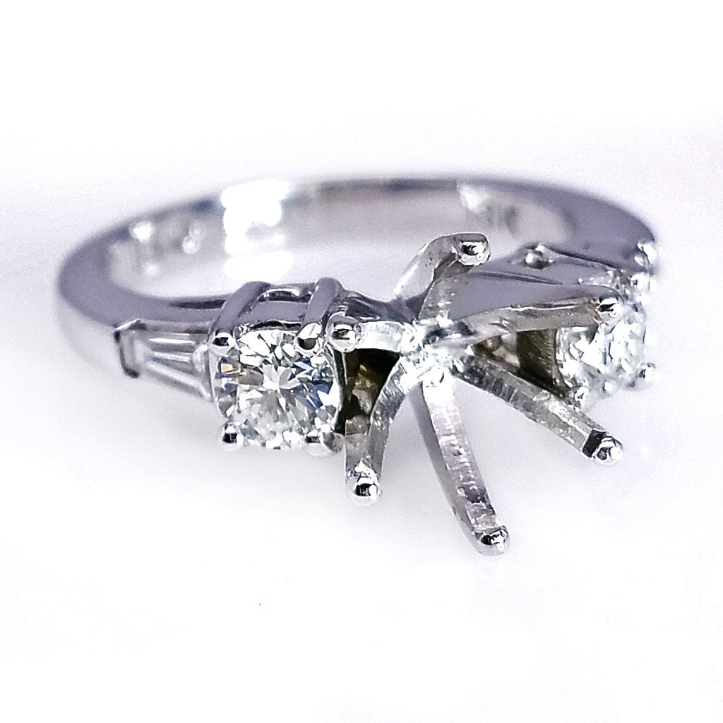 "ENGR01979" Three Stone Diamond Engagement Ring Setting – SEA Wave Diamonds