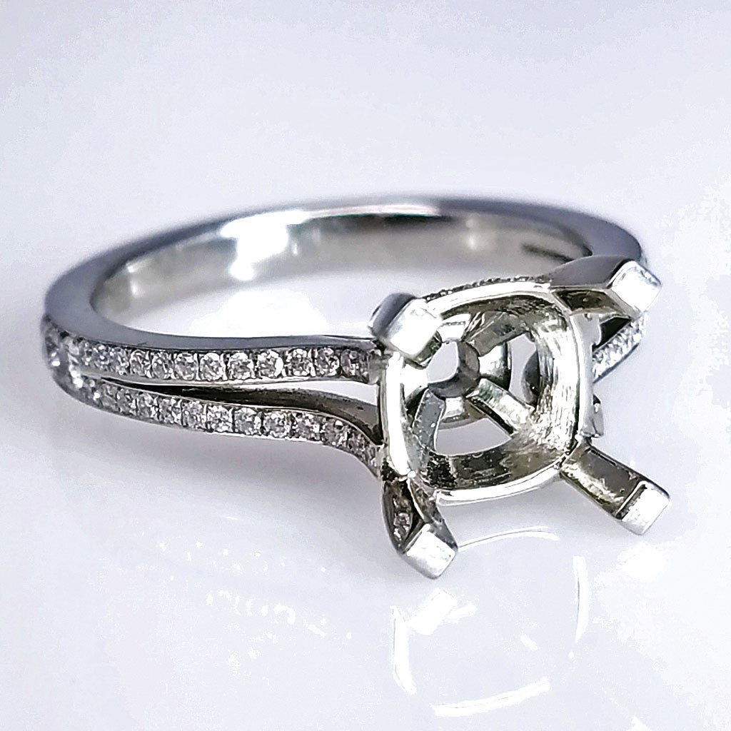 "ENGR02465" Diamond Split Shank Engagement Ring Setting – SEA Wave Diamonds